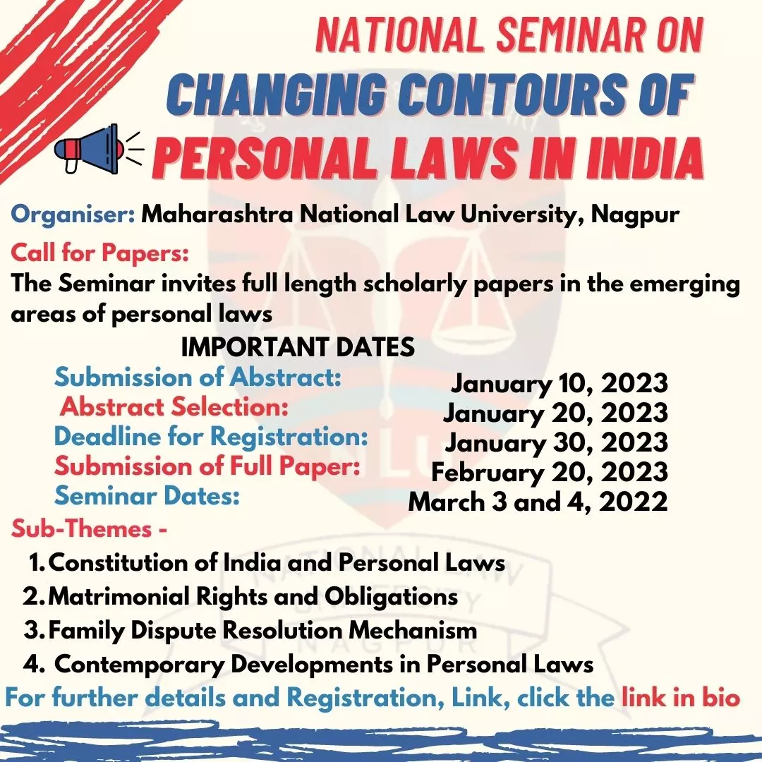 MNLU Nagpur, National Seminar, Personal Laws