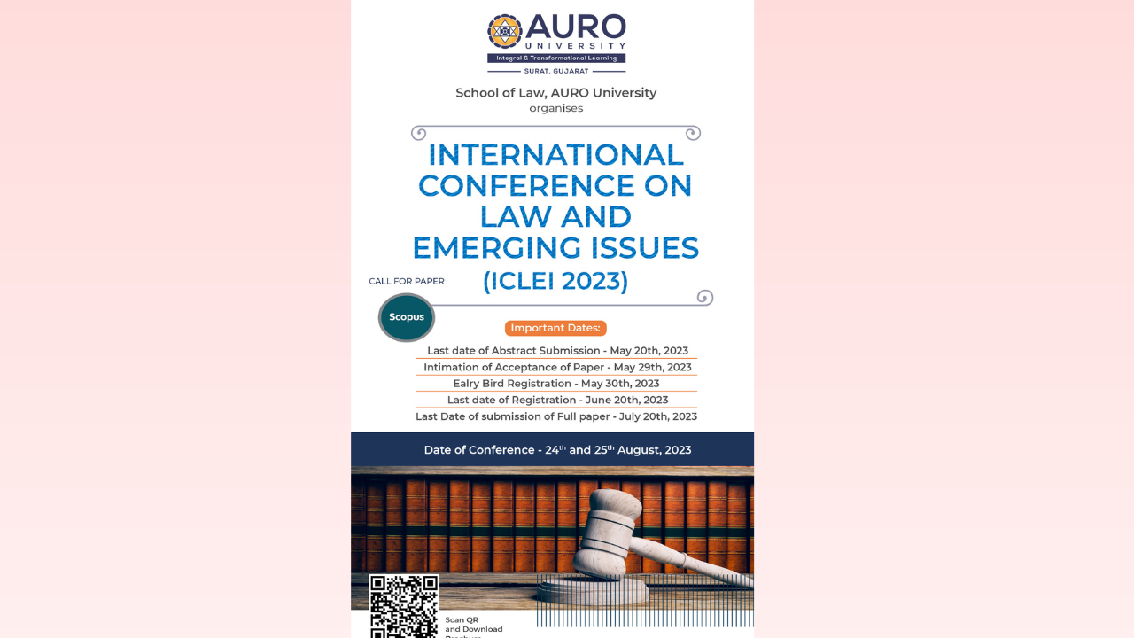 AURO University, International Conference, Law And Emerging Issues
