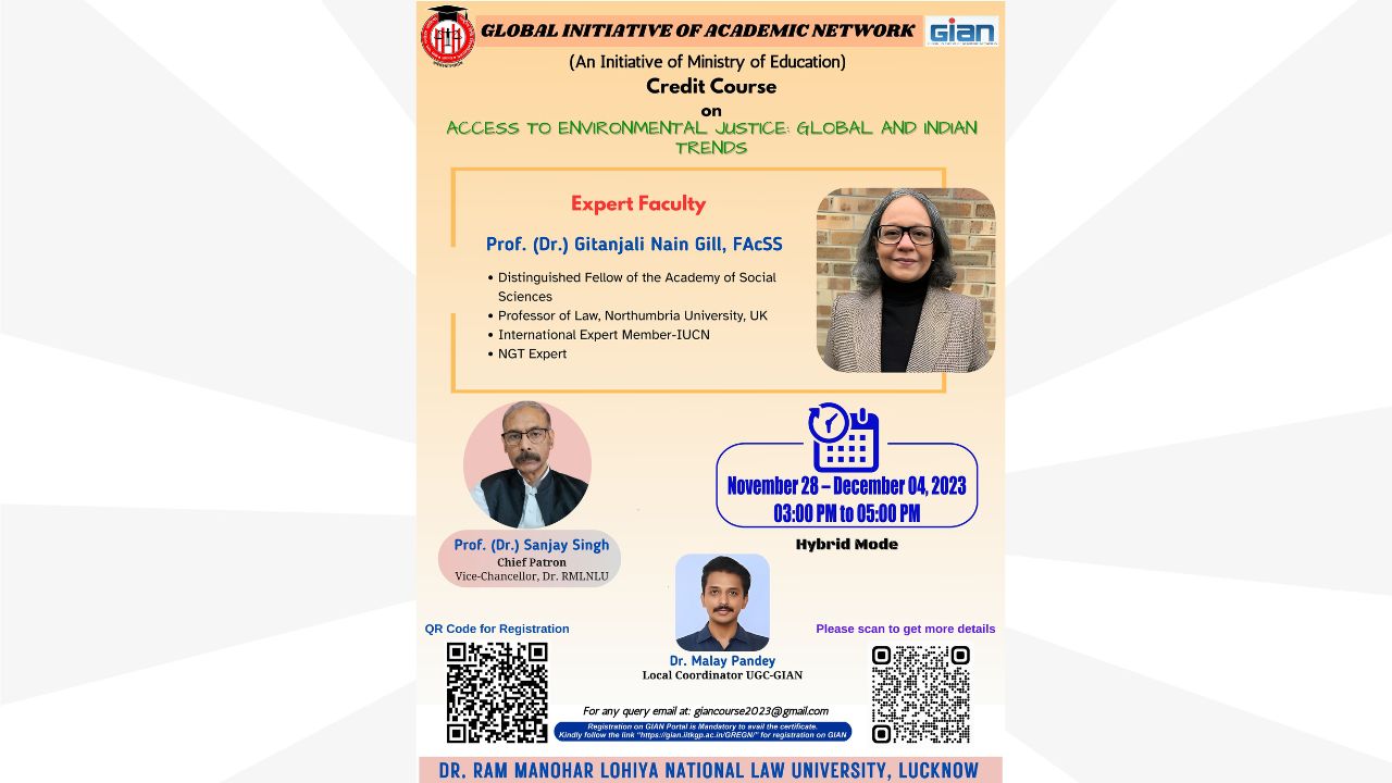 UGC, GIAN, Credit Course, Environmental Justice
