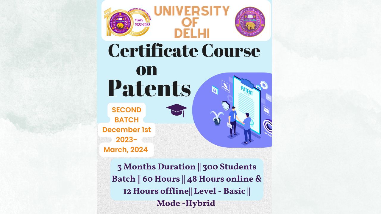 University Of Delhi, Certificate Course, Patents