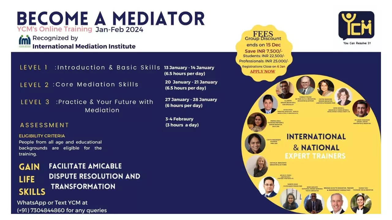 YCM, International Mediation Institute, Mediation Training