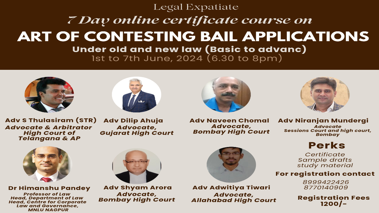 Certificate Course, Bail Applications, Legal Expatiate
