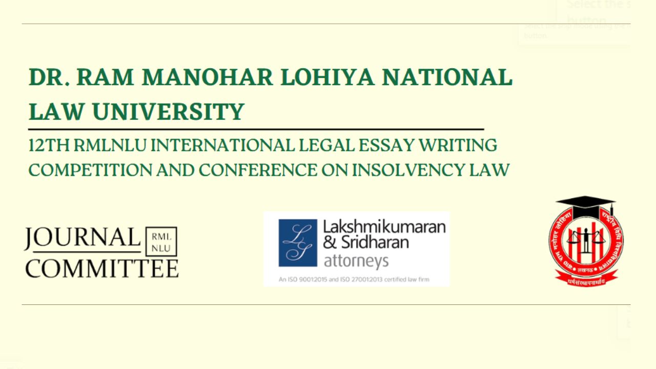12th RMLNLU International Legal Essay Competition, Conference On ...