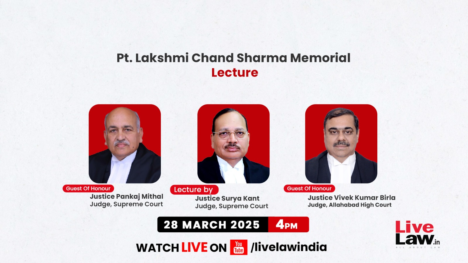 Justice Surya Kant, Pt. Lakshmi Chand Sharma, Memorial Lecture ...