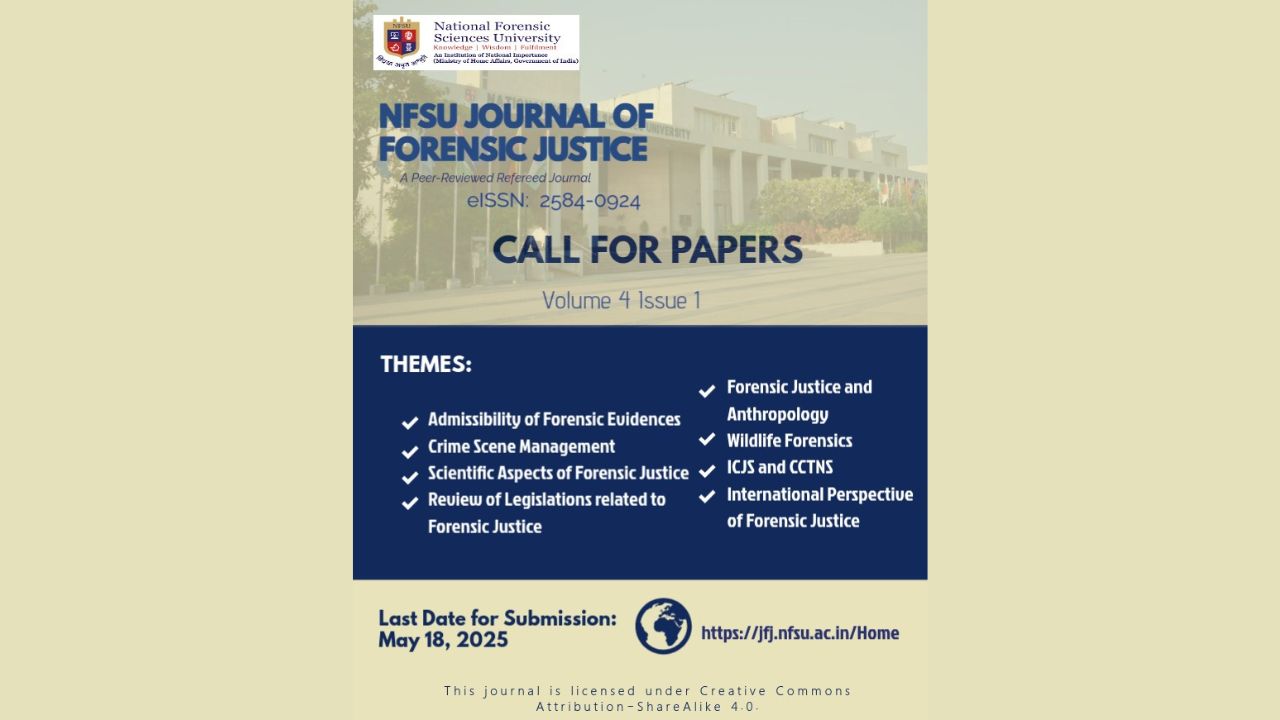 Call For Papers, NFSU, Journal Of Forensic Justice Volume 4 Issue 1 ...
