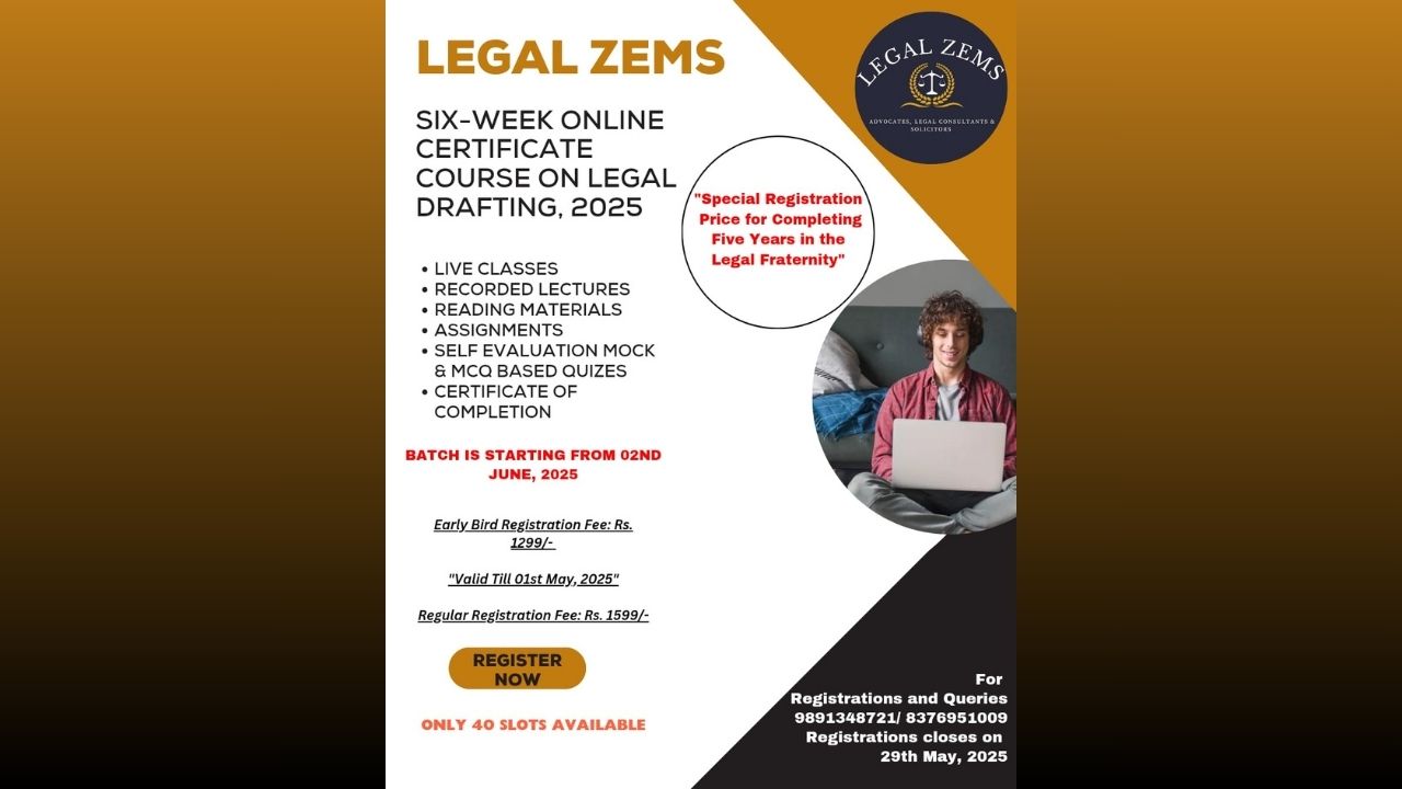 Advt., Legal Zems, Six-Week Online Certificate Course, Legal Drafting