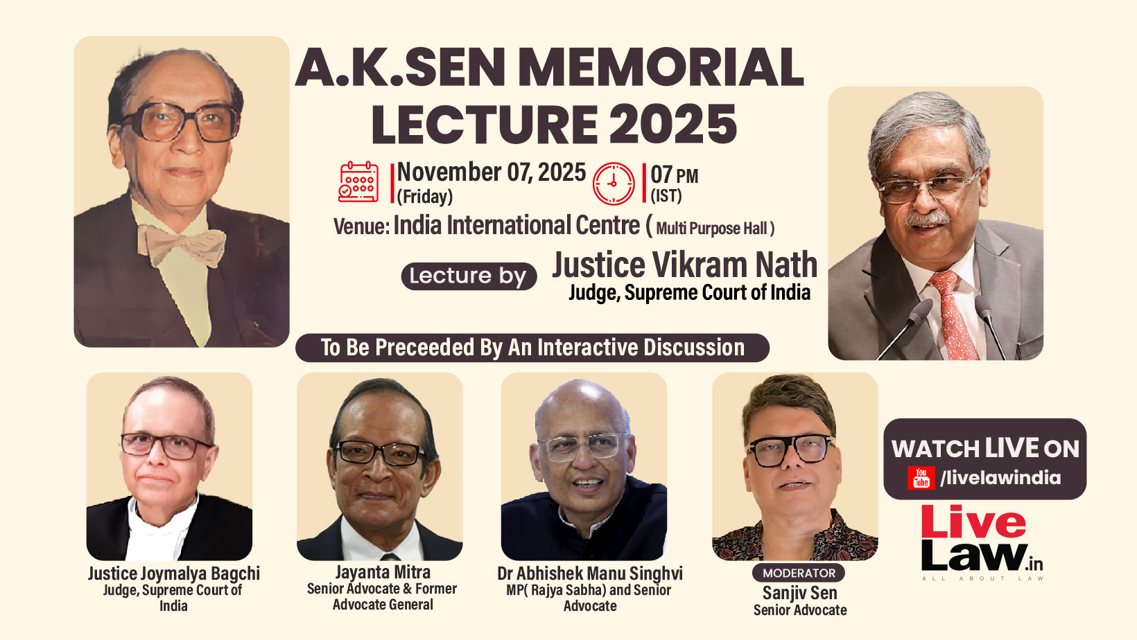 Justice Vikram Nath To Deliver 2025 AK Sen Memorial Lecture