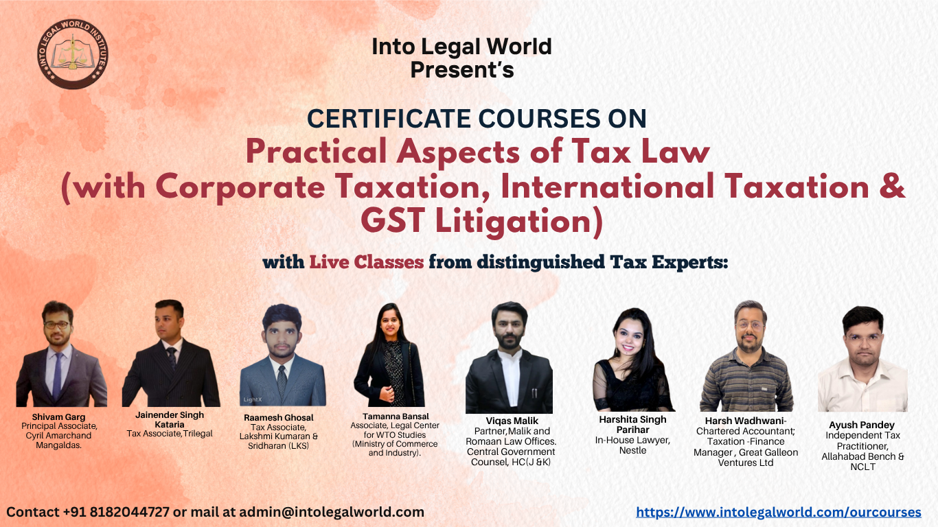 [Advertisement] Certificate Course on Practical Aspects of Tax Law ...