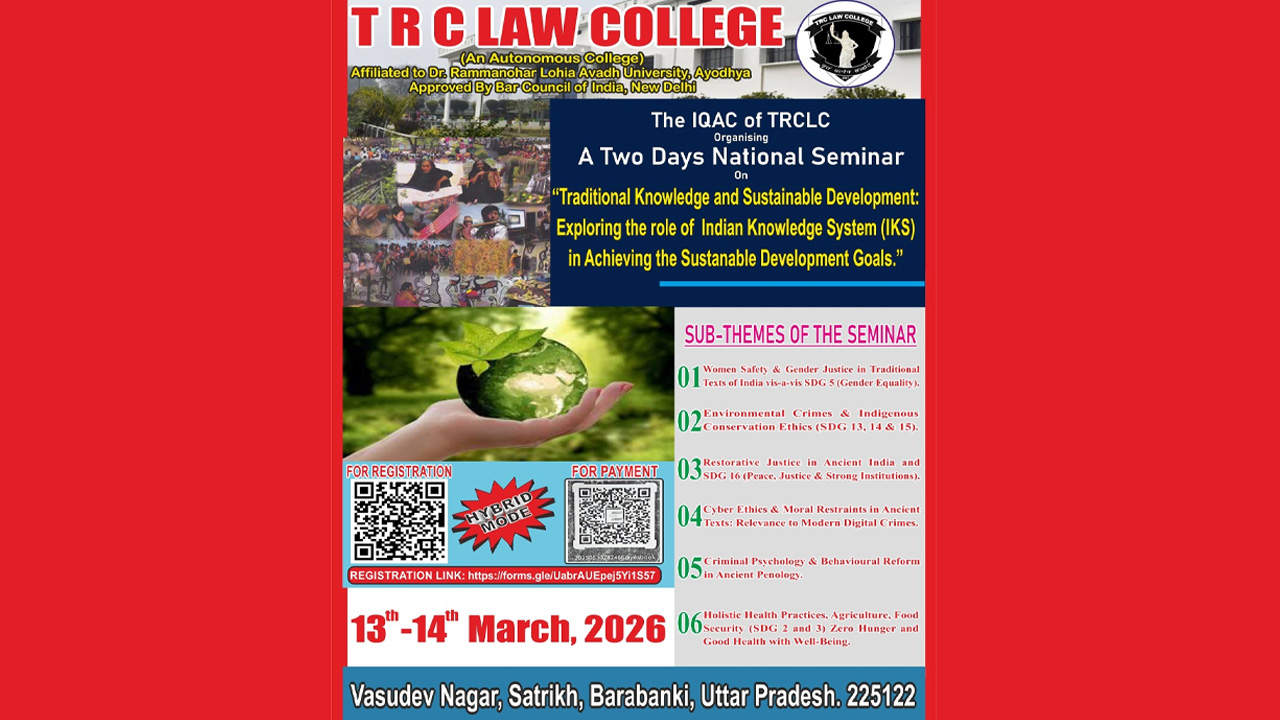 TRC Law College To Host National Seminar On 'Traditional Knowledge ...