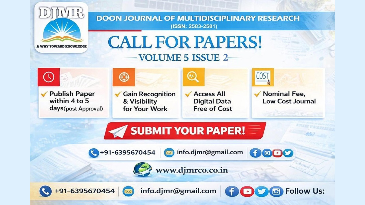 Call For Papers: Doon Journal Of Multidisciplinary Research [Vol 5 ...